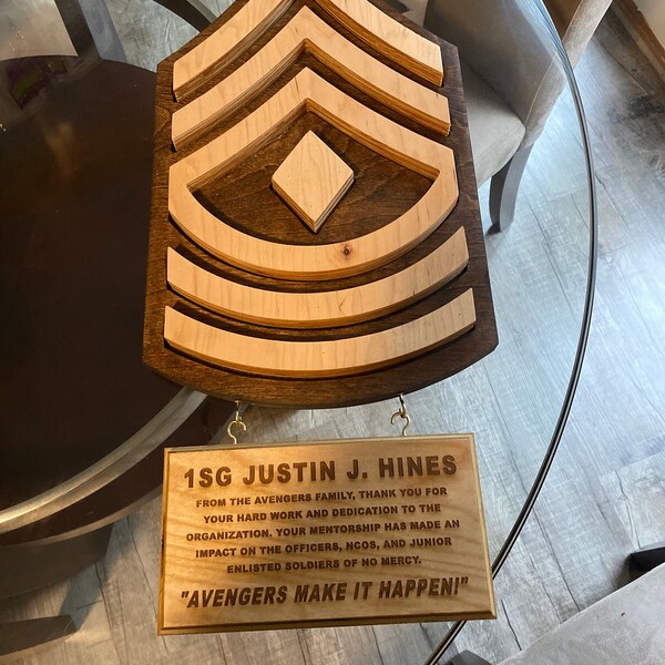 First Sergeant Hanging Wall Plaque 1SG Wood Cutout With Inscription ...
