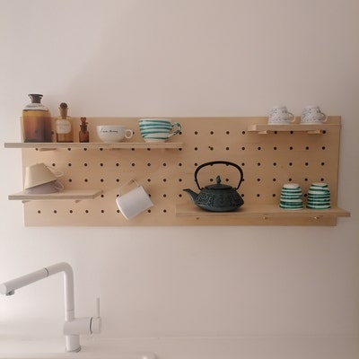 Pegboard Wooden Shelf / the Wall Organizer RECTANGLE Birch, Plywood ...