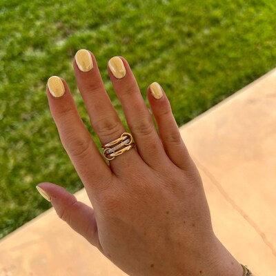 14KGF Gold Multi Link Connected Ring, Chunky Gold Ring, Gold Ring Set ...