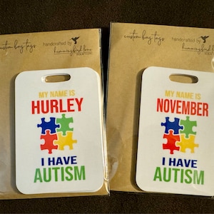 Autism Bag Tag, Autism Alert Tag, Personalized Bag Tag, Autism Hang Tag ...