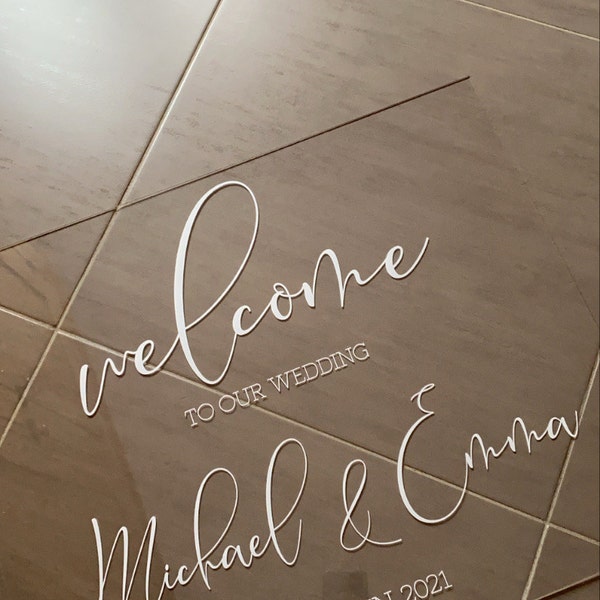 Clear Acrylic Wedding Welcome Sign: Modern Calligraphy Decor - Etsy