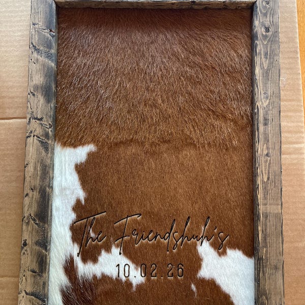 Genuine Cowhide Wedding Ceremony Branding Sign , Personalized Family ...