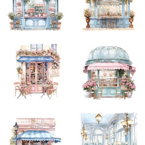 Paris Cafe Clipart Watercolor Set, Parisian Restaurant, French Cafe ...