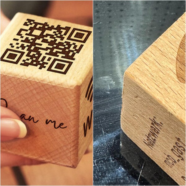 Wooden Custom Logo QR Code Cubes, Multi Qr Code Sign, Payment Sign ...