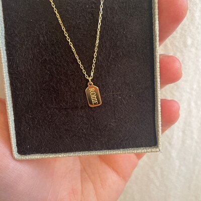 14k Solid Gold Personalized Bar Tag Pendant Only Vertical Bars - Etsy