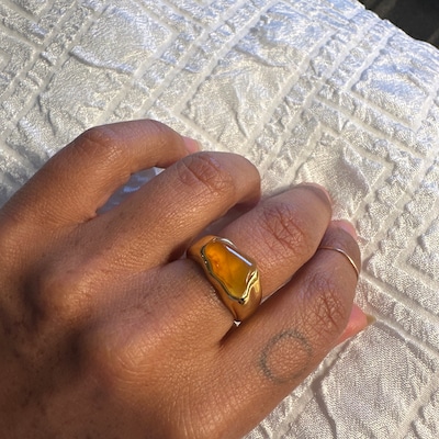 Gemstone Ring, Statement Ring Irregular Chunky Gemstone Ring, Agate ...