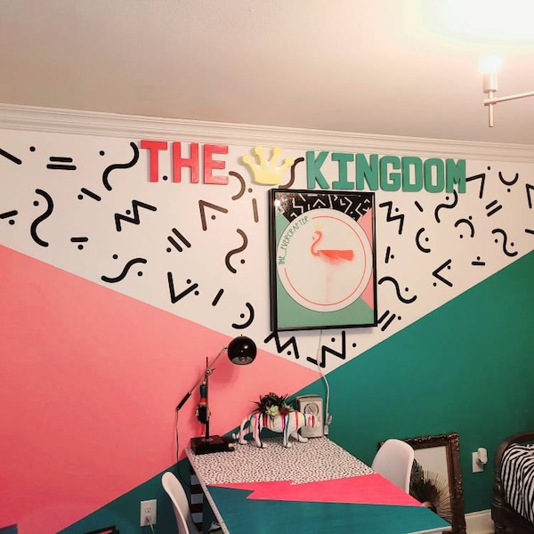 80s Abstract Pattern Wall Decal Set- 80s Style, Vintage Eighties Design ...