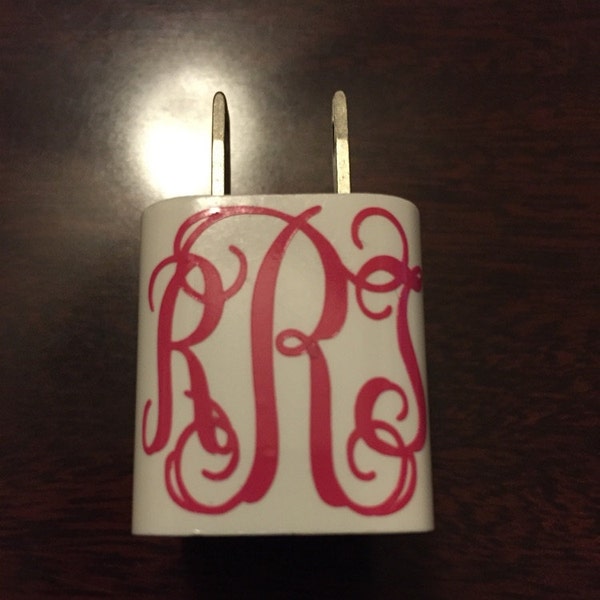1" iPhone Charger Monogram (interlocking or Circle) - Etsy