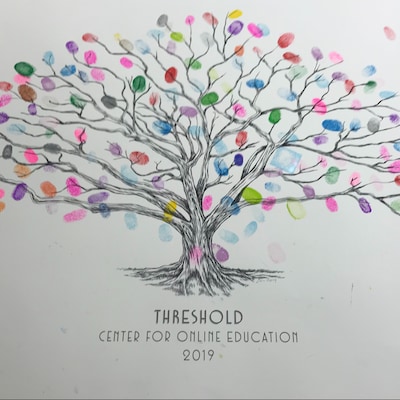 Teacher Gifts Low Oak Thumbprint Tree of Students Print, Fingerprints ...