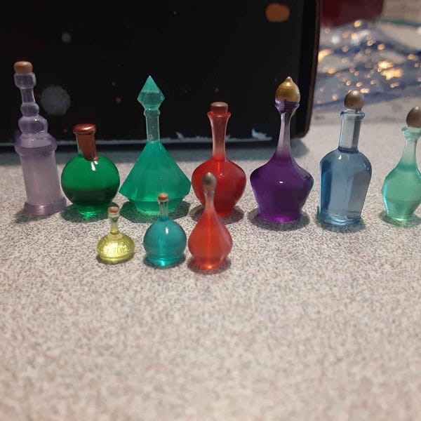 MINIATURE Potion Bottles for Dollhouse or Diorama 1:12 Scale - Set of ...
