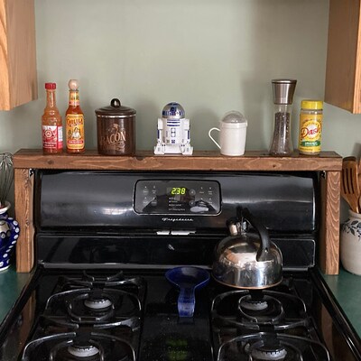 Over Stove Spice Rack, Rustic Farmhouse Spice Storage Shelf, Stove Top ...