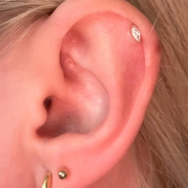 14K Solid Gold Triple Chain Attachment, Double Chain Piercing, Loop ...