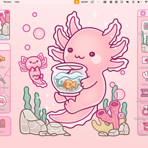Windows/mac Axolotl Desktop Wallpaper Organizer Set: Animated Folder ...