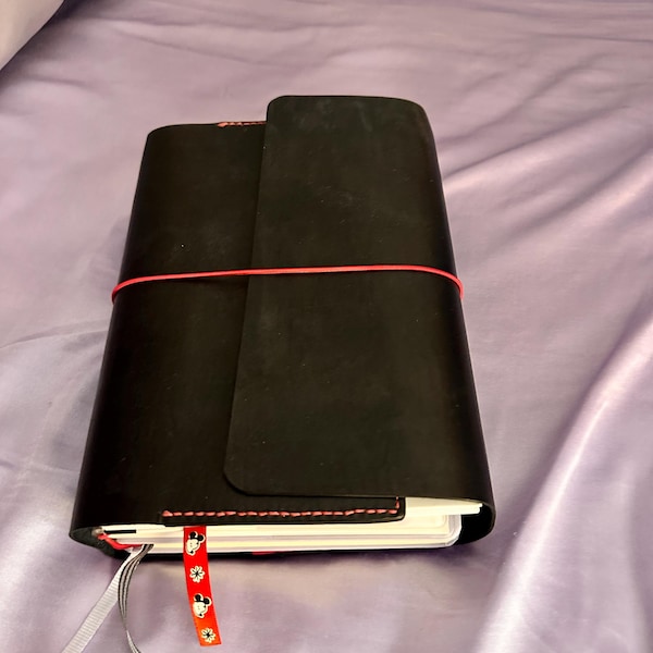 Trifold Leather Travelers Notebook, Wrap Around Refillable Planner ...