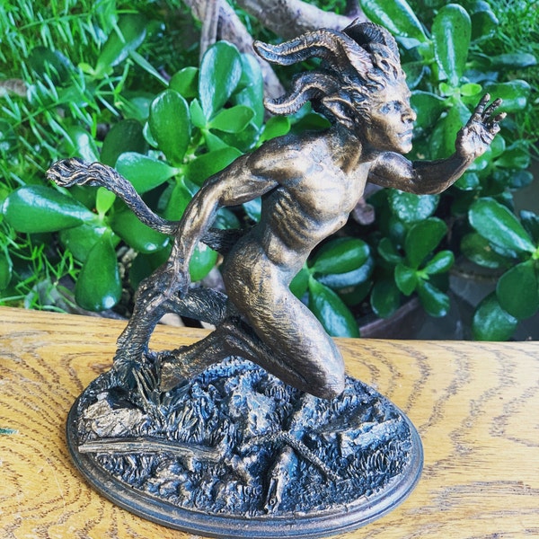 Running Satyr Statue, Hand Painted Resin Sculpture | Mythical Creature ...