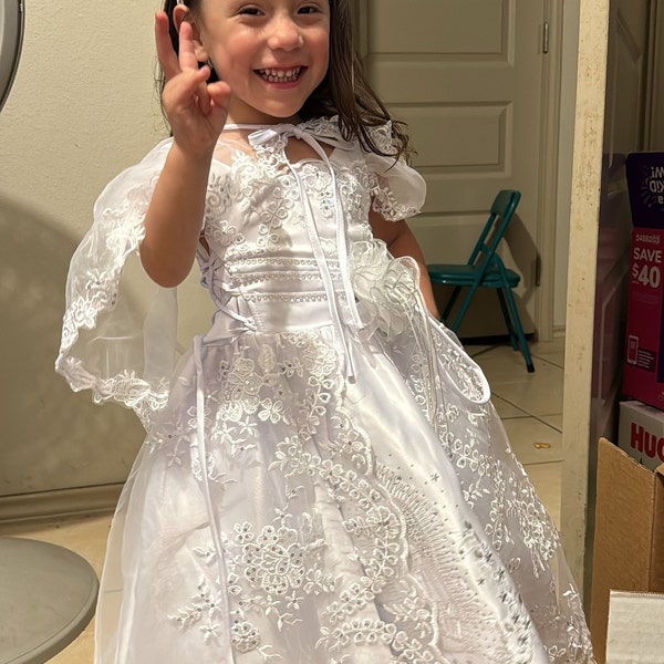 Virgen De Guadalupe Baptism Dress, Christening Gown, Baby Girl White ...