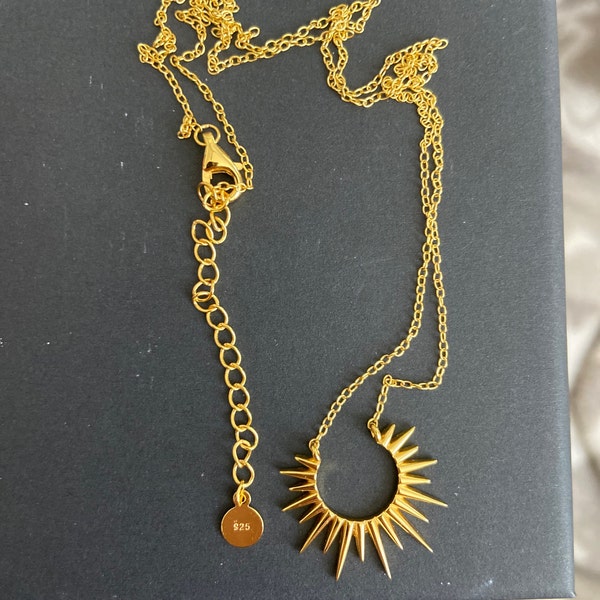 Sun Necklace - Spike Necklace - Pendant Necklace - Dainty Necklace ...
