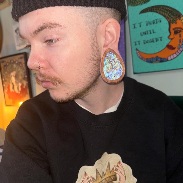Black Wood Concave Teardrop Ear Plugs for Ear Stretching. Custom Wood ...