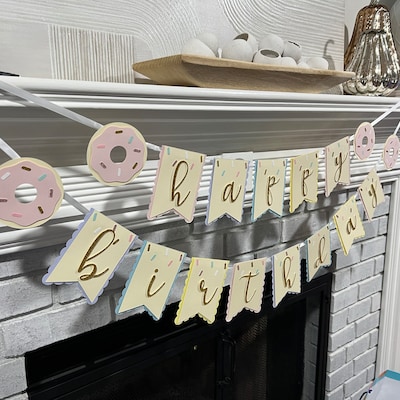 Happy Birthday Donut Banner, Sweet One Banner, Two Sweet Banner ...