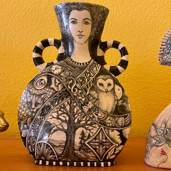 Wallflower Ceramic Sculpture in Blue One of a Kind Sculpture of a Lady ...