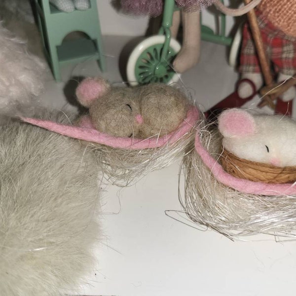 Sleepy Mouse in Walnut Shell Baby Mouse Felted Mouse Fridge Magnet ...