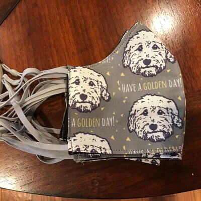 Golden Doodle Fabric Have A 'golden Day' Goldendoodle Dogs Pet on Taupe ...