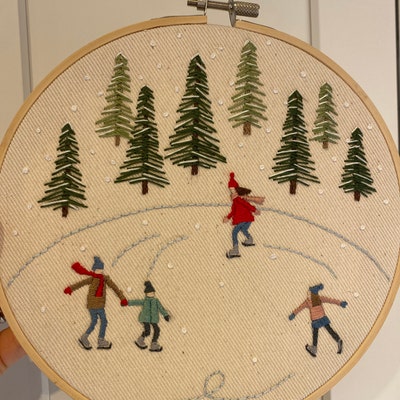 Holidays Hand Embroidery Pattern Ice Skating Christmas Embroidery PDF ...