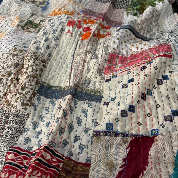 Bohemian Patchwork Quilt Kantha Quilt Handmade Vintage Quilts Boho Twin ...