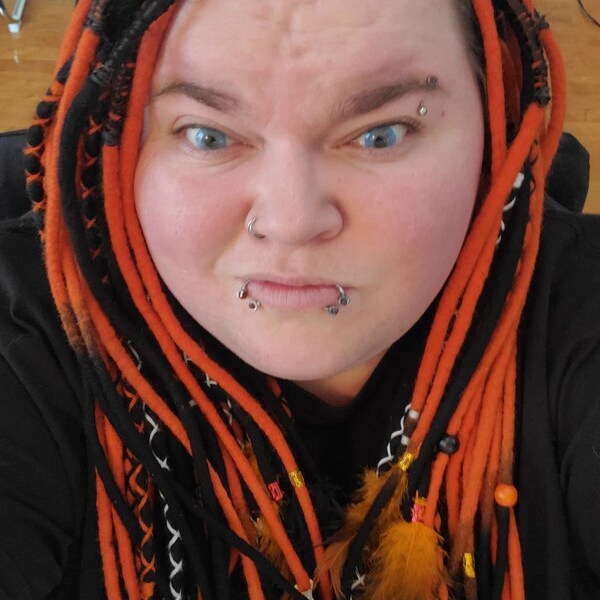 Wool Double Ended Single Ended Dreadlocks Fox Ombre Orange on Black ...
