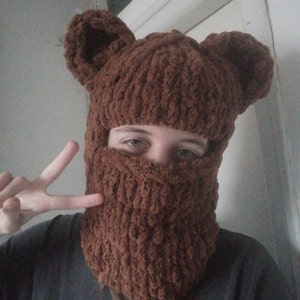 Knit Bear Balaclava , Ski Mask With Ears, Crochet Balaclava, Devil ...