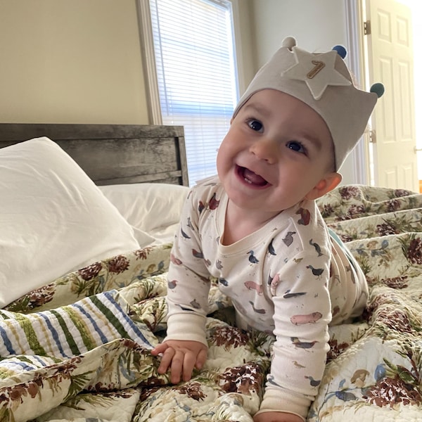 Number and Star Custom Linen Crown for Kids & Children's Birthday ...