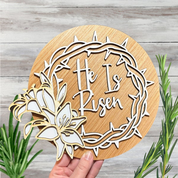Easter Laser Cut File, He is Risen Laser SVG, Glowforge Easter, Laser ...