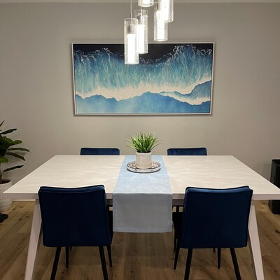 Original 3D White Minimalist Textured Wall Art Triptych Ocean Wave Painting on Canvas Neutural ...