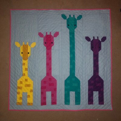Giraffes in a Row Quilt Pattern, PDF Instant Download Modern Patchwork Baby Lap Size African ...