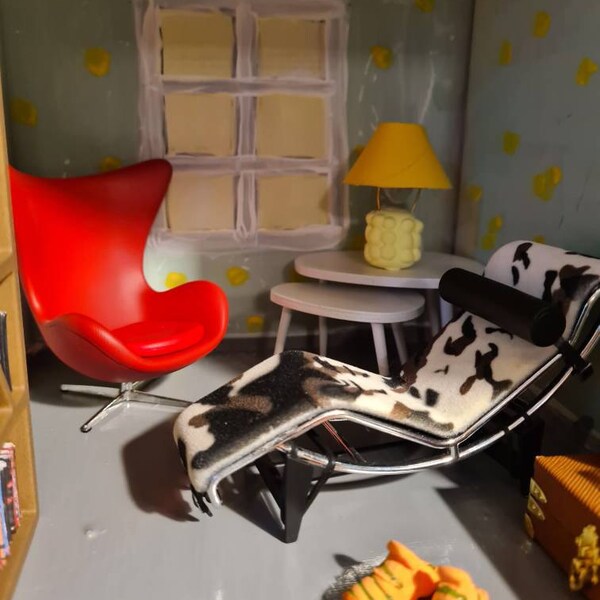 1:12 Scale Miniature Mid Century Modern Ball Chair, Egg Chair Designer ...