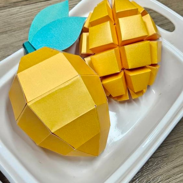 Adorable 3D Mango Set, Papercraft Template, DIY Fruit Origami, Digital ...