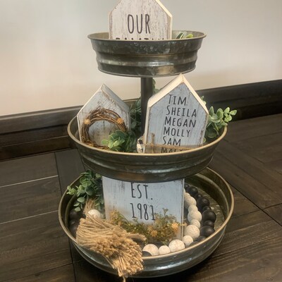 Home Sweet Home Tiered Tray Decor, Family Tiered Tray Decor, Farmhouse ...