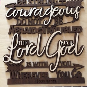 Layered Bible Verse Sign Joshua 1:9 Svgpdfepsdxf Laser Cut Files ...