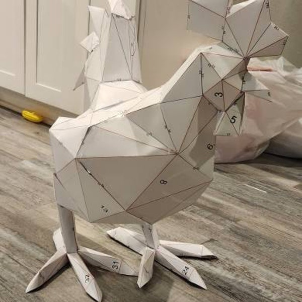 3d Papercraft Rooster PDF Template, DIY Rooster, 3D Origami, Paper Cock ...