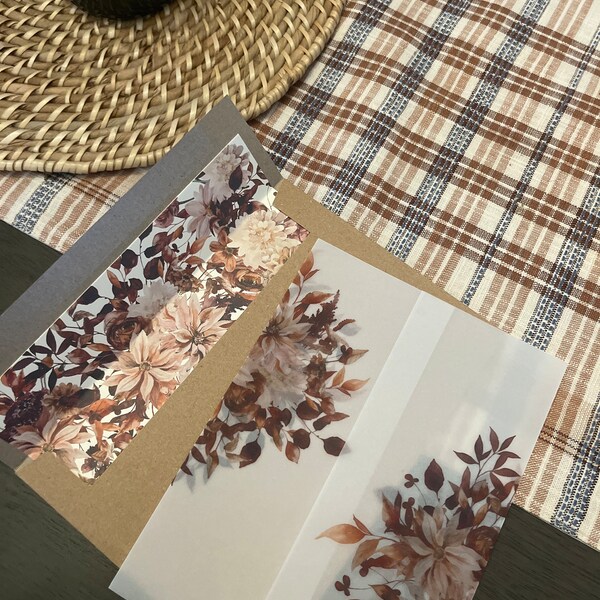 Fall Vellum Jacket With Rust Colored Leaves, Autumn Florals, Vellum ...