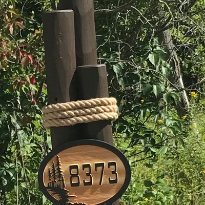 Farmhouse Carved Name Address Rustic Tree Outdoor Wood Sign ...