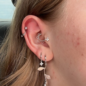 16G Dangle Cartilage Earring Stud/hidden Helix Piercing/conch Piercing/curved Bar Piercing ...