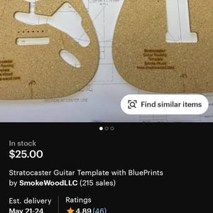 Telecaster Guitar Template - Etsy