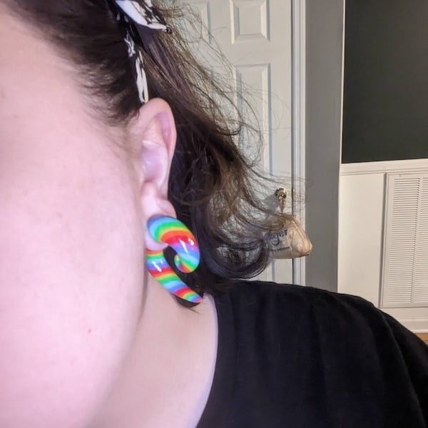 Rainbow Gauges / Spiral Ear Gauges / Gauge Earrings / Spiral Ear Plugs ...