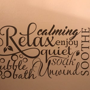 Bathroom Wall Decal Relax Word Collage, Bubble Bath Vinyl Wall ...