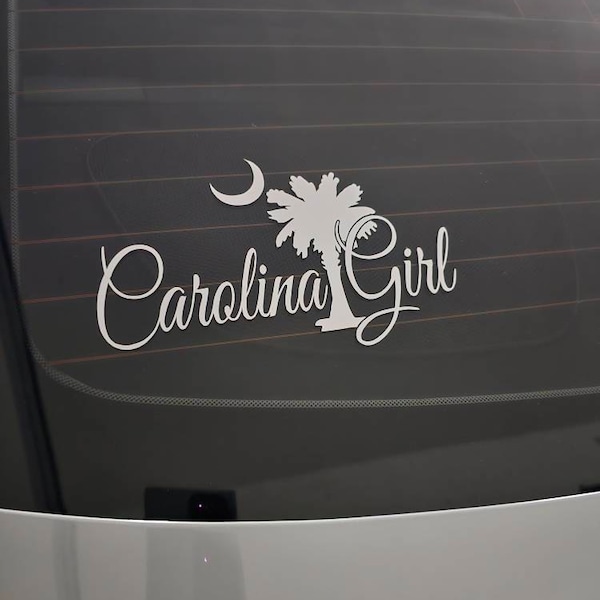 Carolina Girl Vinyl Decal Palmetto Tree Moon Carolinas Sticker South - Etsy