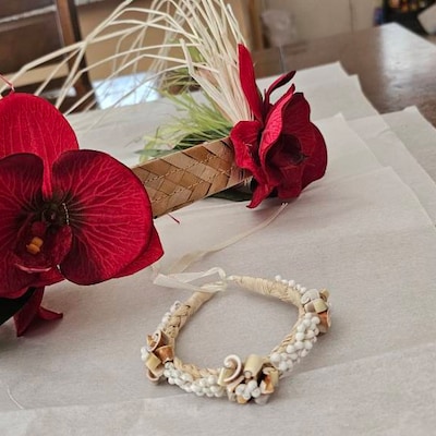 Polynesian Headdress Lei Po'o Premium Tahitian Flower Crown for Ahuroa ...