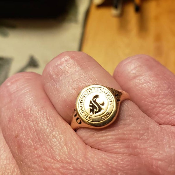 Sterling Silver Graduation Ring: Custom School Emblem, Class Ring - Etsy