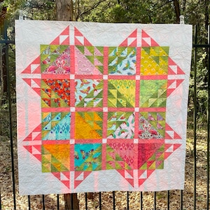 Mod Flower Box Quilt Pattern in Wall/lap and Large Size, Modern Quilt ...