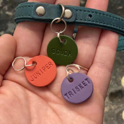 Cat Tag Leather Tag Silent ID Tag Personalized Cat Tag - Etsy